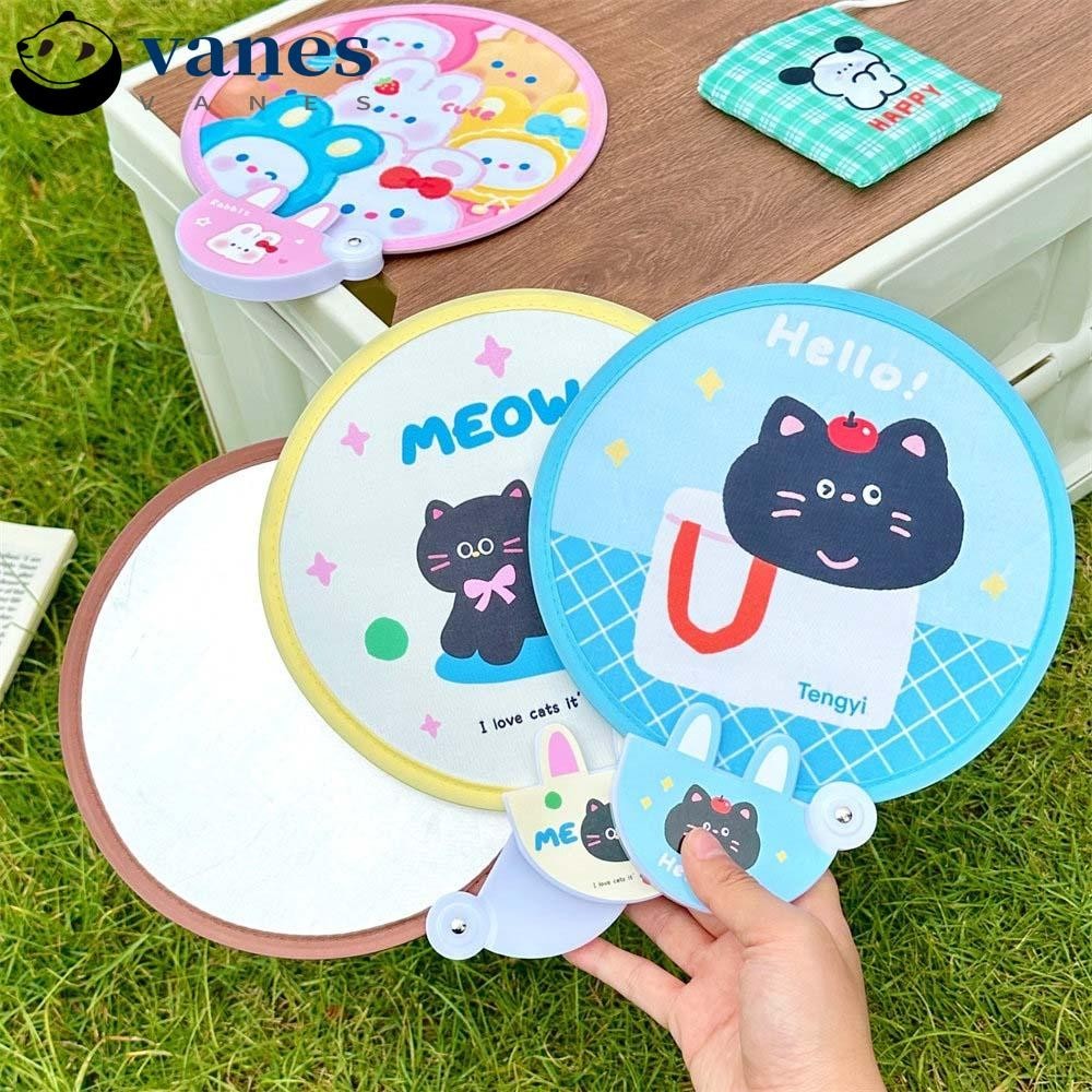 VANES Foldable Fan, Cartoon Printing Pattern Pocket Size Reflective ...