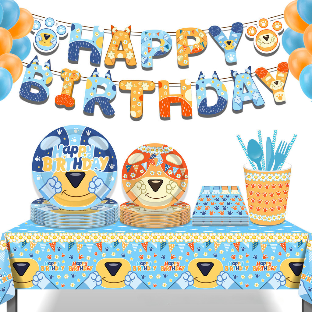 2024 Cute Bluey Cartoon Children's Festival New Tableware Blue Masked ...