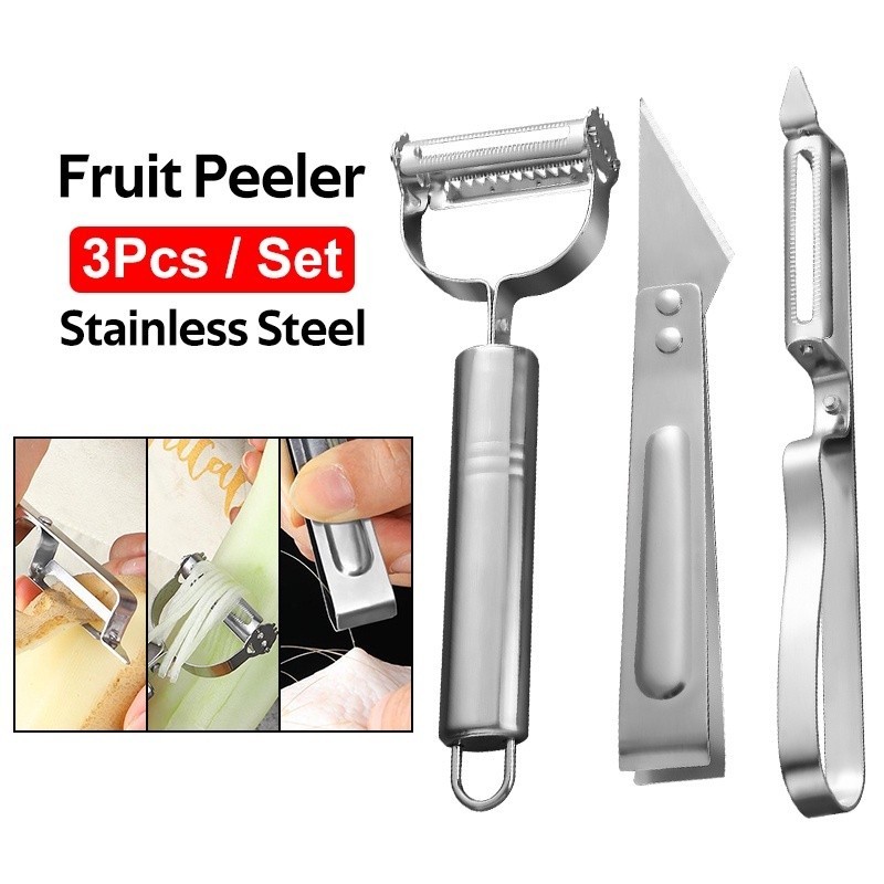 3Pcs/Set Stainless Steel Peeler Heavy Duty Fruit Vegetable Peeling Wire ...