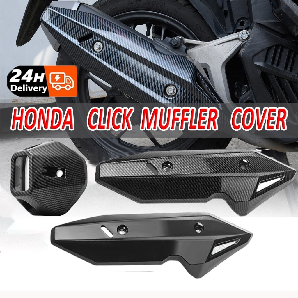 Motorcycle Muffler Tip Cover Set Glossy Carbon For Honda Click 125i ...