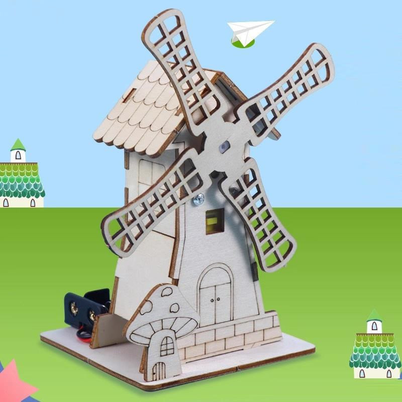 DIY Windmill Model Electric Windmill Toy Kids Scientific Experiment ...