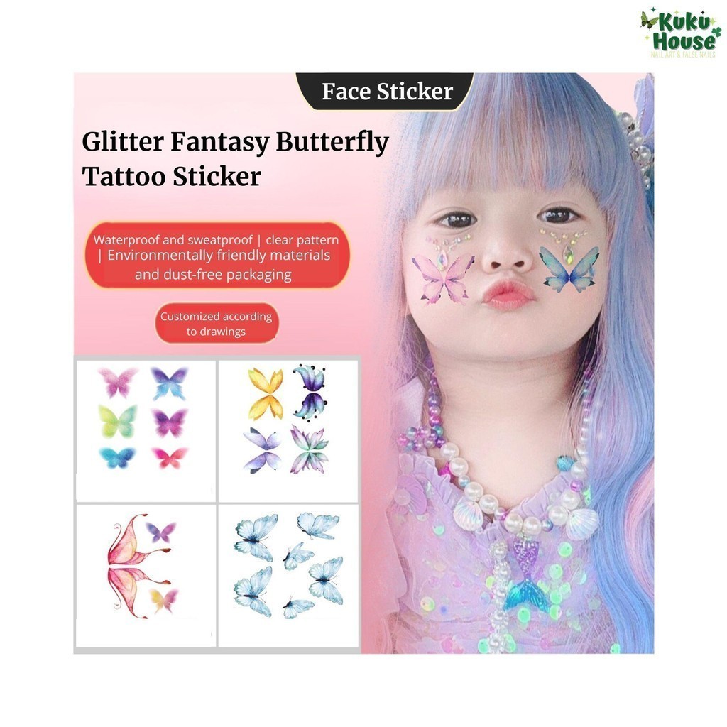 Carnival Stickers Kids Face Stickers 2D Party Temporary Tattoos Sparkly ...