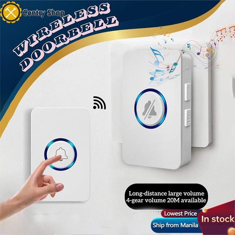 Doorbell Security Alarm Waterproof Wireless Smart Door Bell LED Light ...