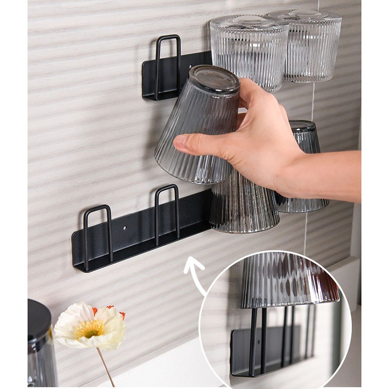 Wall Mounted Cup Holder Kitchen Mug Holde Storage Steel Cup Rack ...