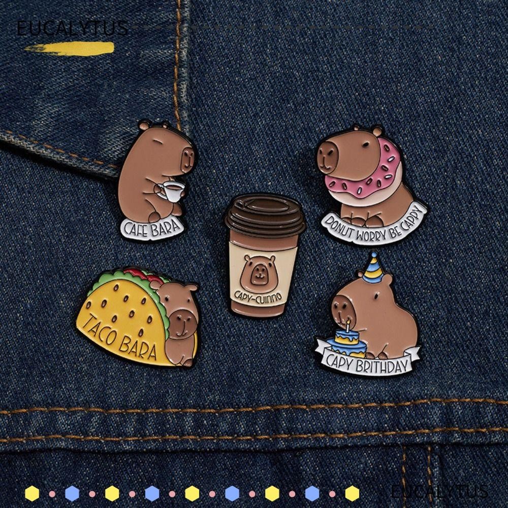 EUTUS 1PC Enamel Pins, Capybara Donuts Brooches, Kawaii Taco Cute Shape ...