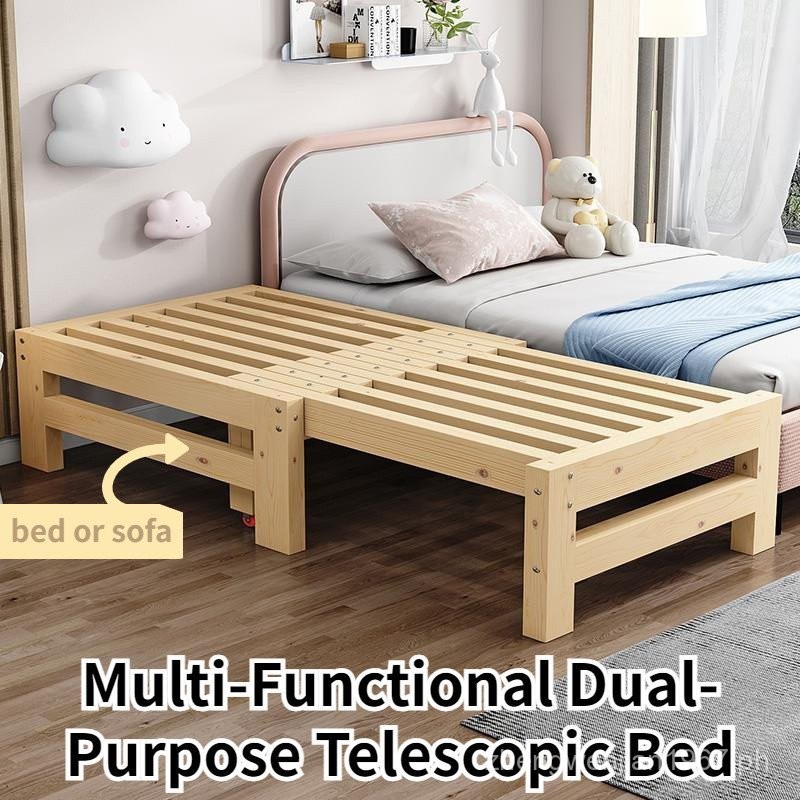 Solid Wood Simple Sofa Bed Tatami Pull-Out Bed Multi-Functional Dual ...