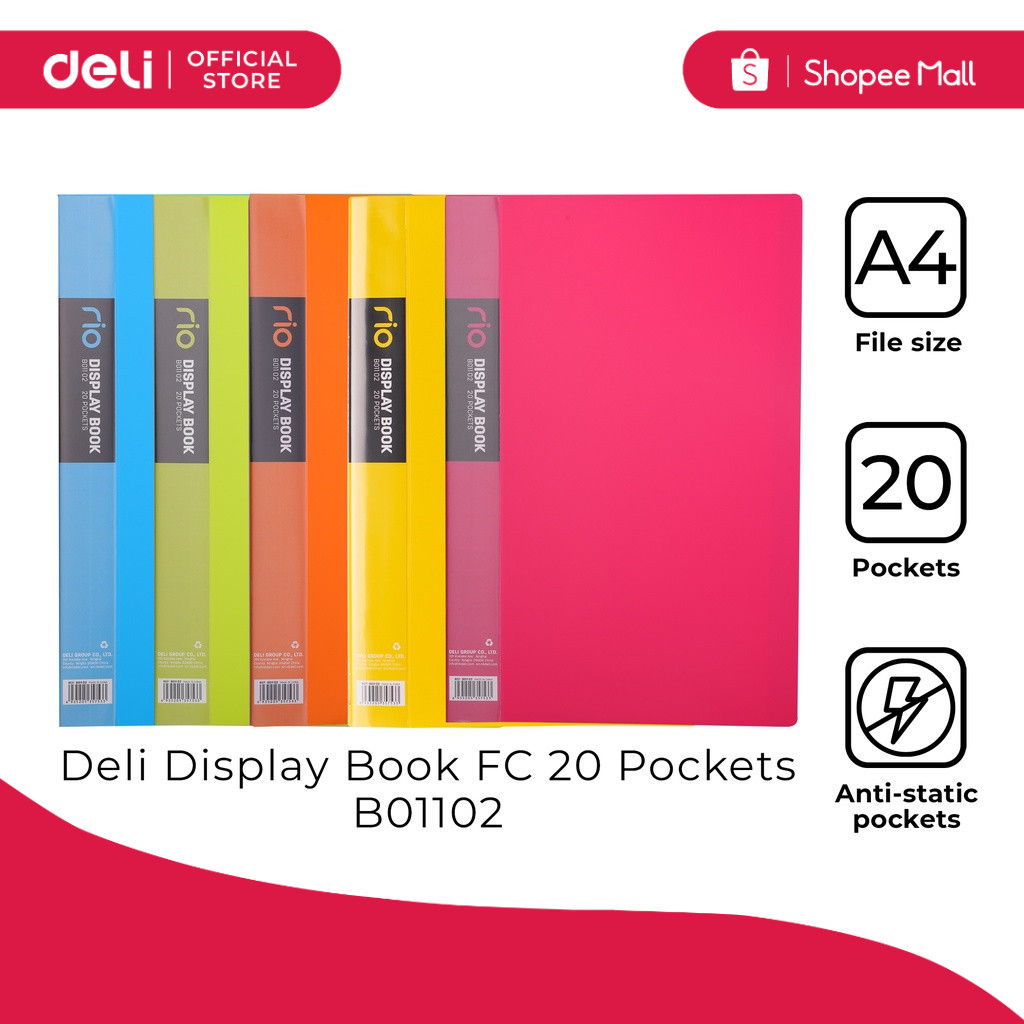 Deli B01102 File Organizer - FC Display Book 20 Pockets (1PC ...
