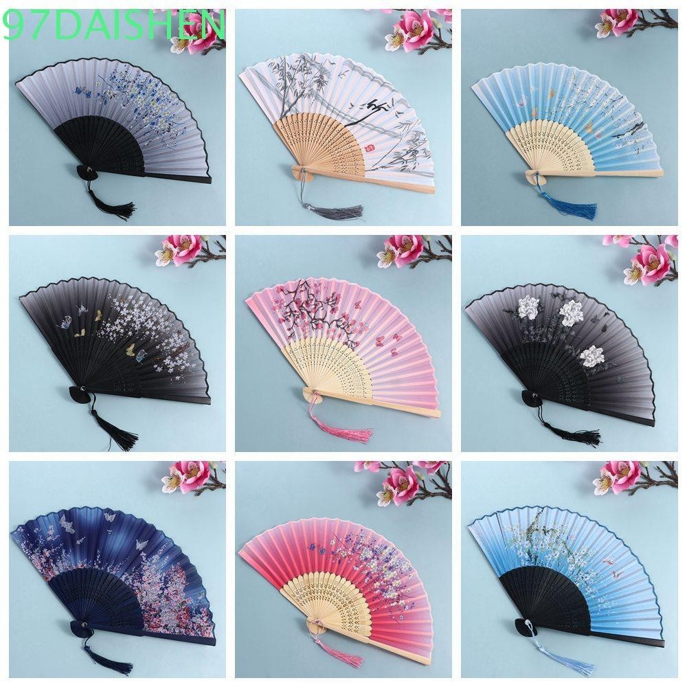DAISHEN Dance Hand Held Silk Fan Wedding Party Art Gifts Vintage Art ...