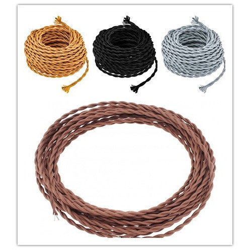 6mm thick 10M/32.8FT Twisted Cloth Covered Lamp Cord 18-Gauge Antique ...