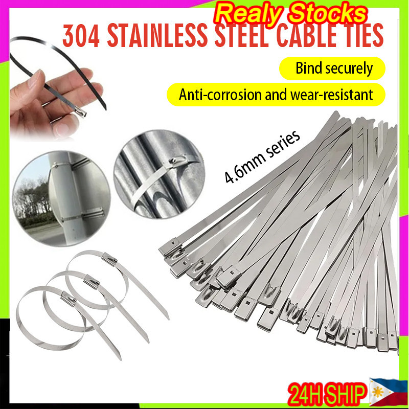 5Pcs Stainless Steel Cable Tie Metal Cable Tie Heavy Duty Self-Locking Cable Zip Tie | Shopee ...