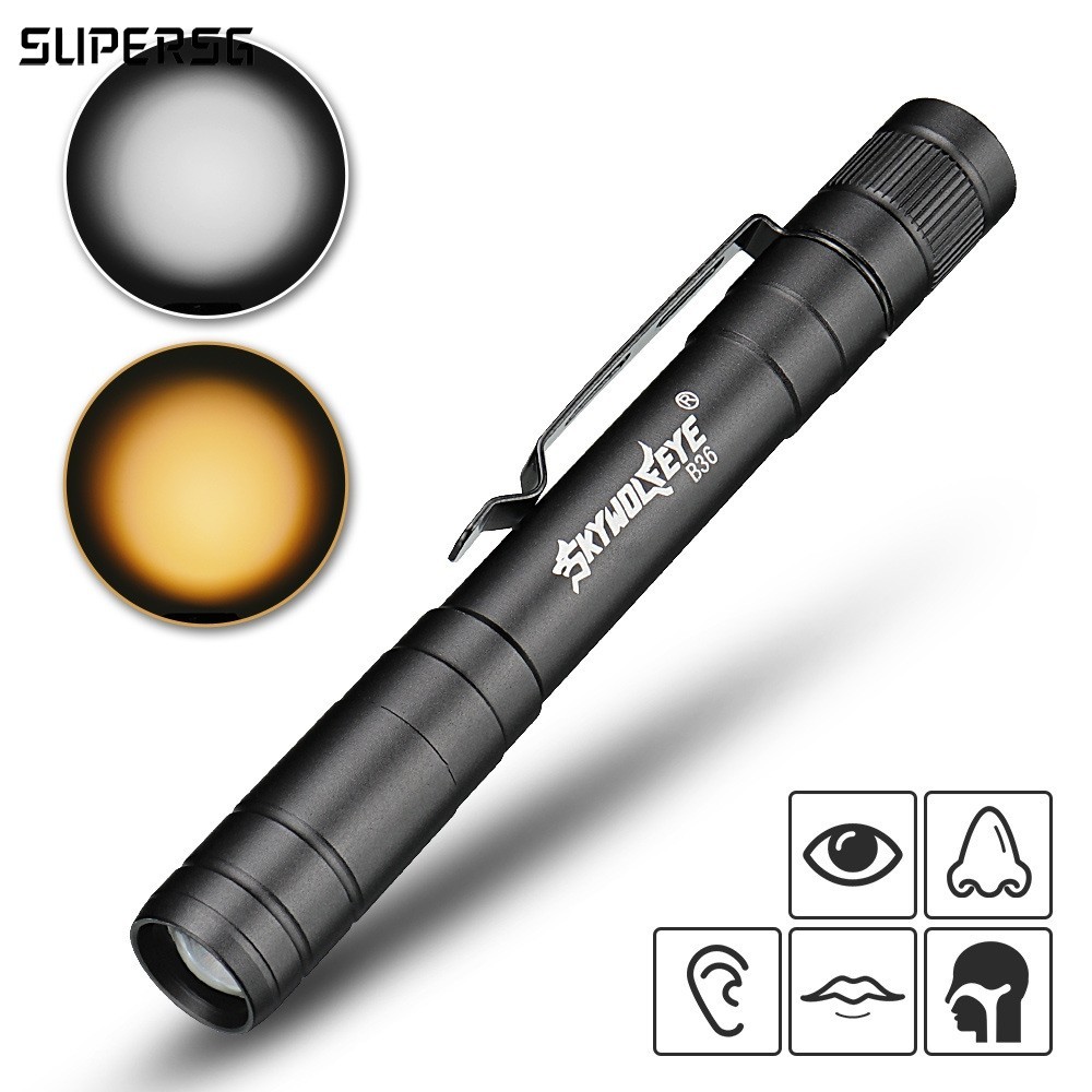 [cod]Yellow White Dual Light Source Medical Mini Pen Style Light LED ...