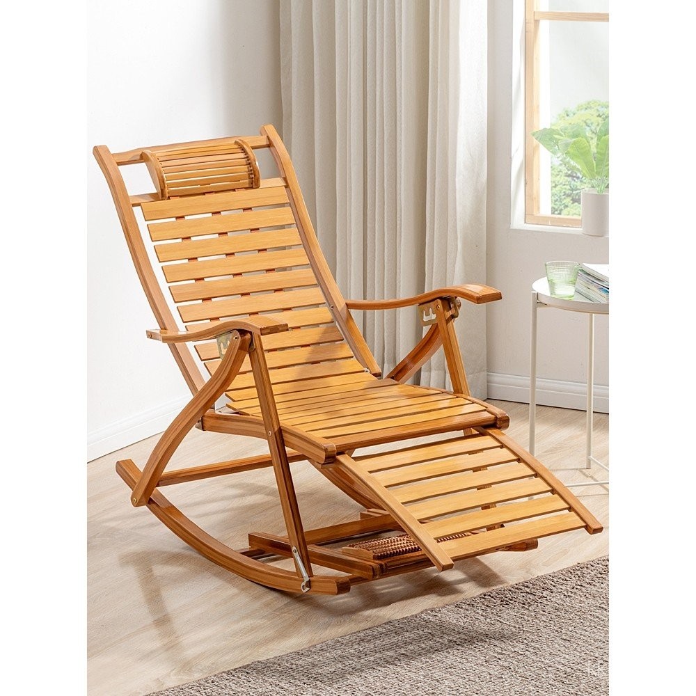 Rocking Chair Recliner Nap Folding Rattan Chair for Adults and Elderly ...