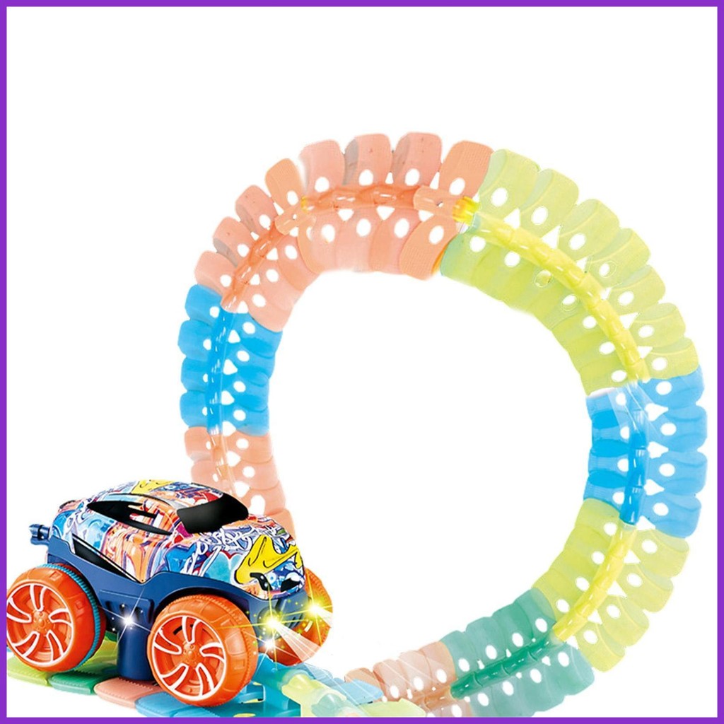 Electric Car Track Toy Flexible Light Up Car Track Playset Educational ...