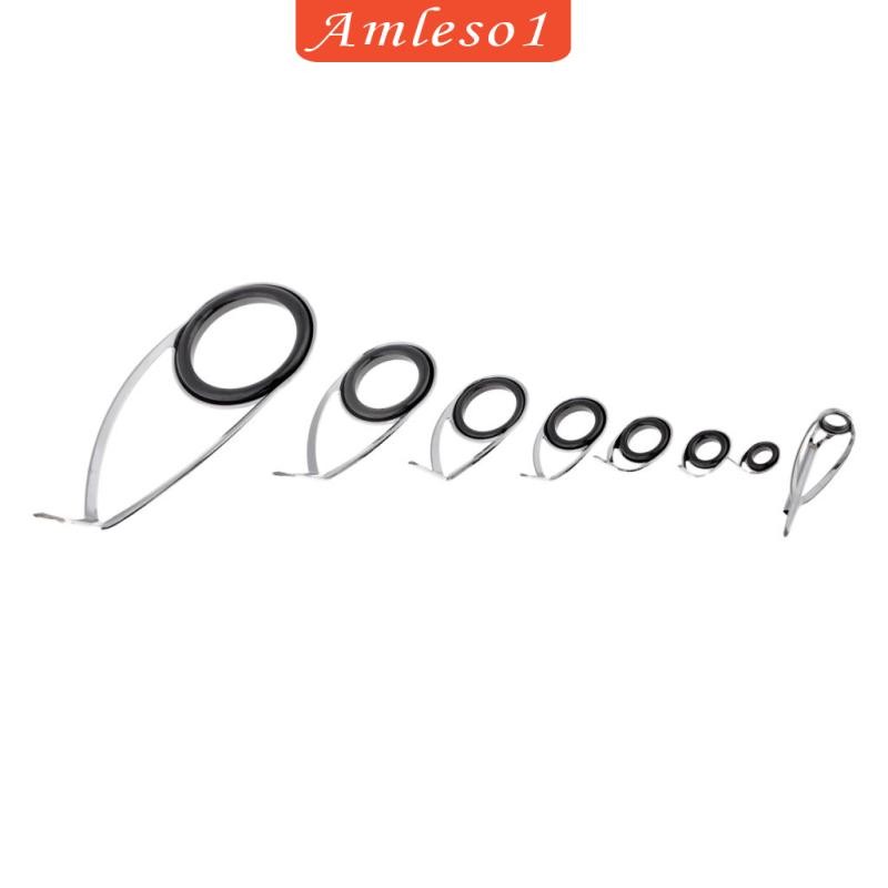 [Amleso1] 8 pcs Fishing Rod Guides Set Stainless Steel Guides & Tip ...