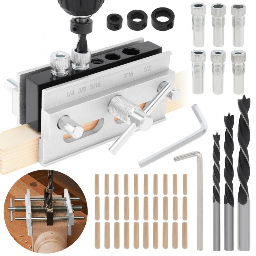 Self Centering Doweling Jig Width Adjustable Wood Dowel Drill Jig Kit ...