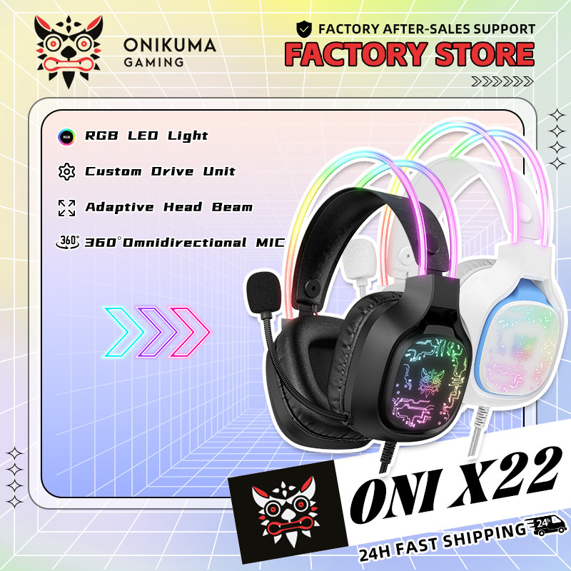 ONIKUMA X22 Gaming Headset RGB Dynamic Lights Wired Over-Ear Headphones ...