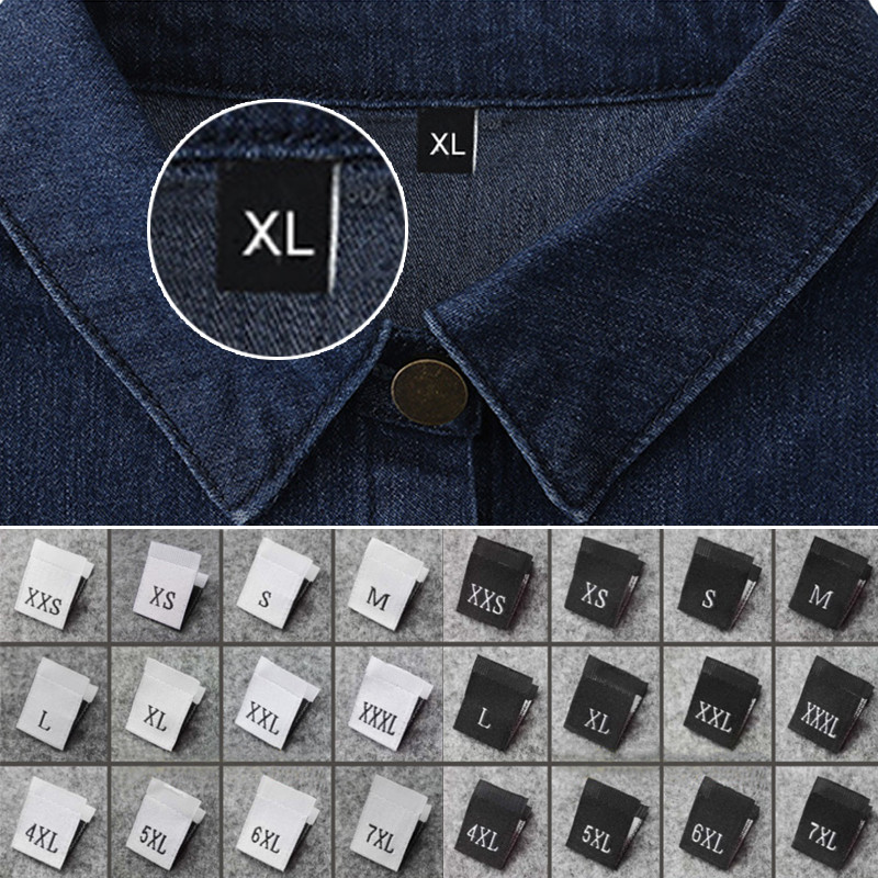 100PCS Clothes Size Labels Folded Cloth Labels General Woven Size Mark ...