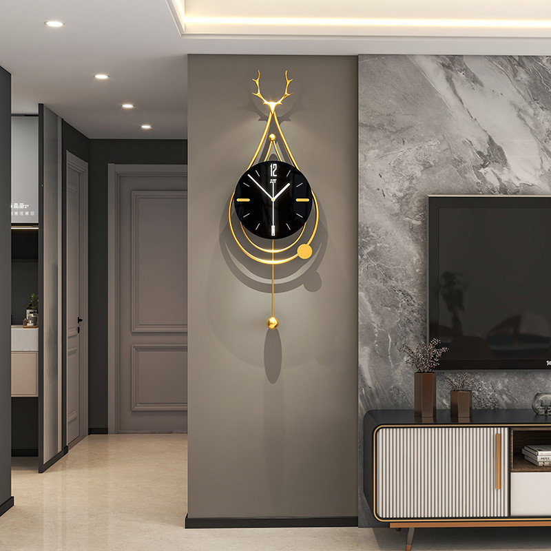 Modern Light Luxury Wall Clock Living Room High-End Feeling Household ...