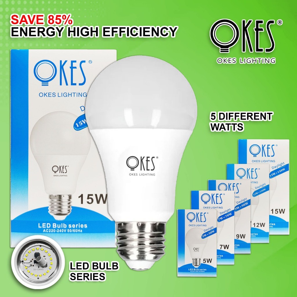 OKES LED Bulb A Series 85% Energy Saving Universal E27 LED Bulb 6500K ...