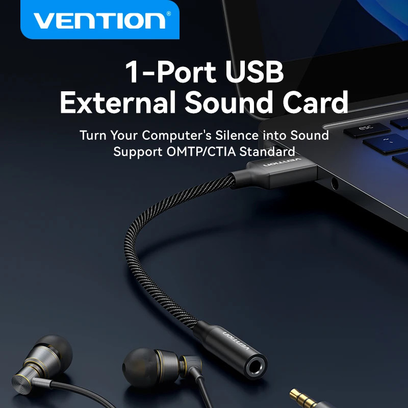 Vention Sound Card USB Audio Interface External 3.5mm Microphone Audio ...
