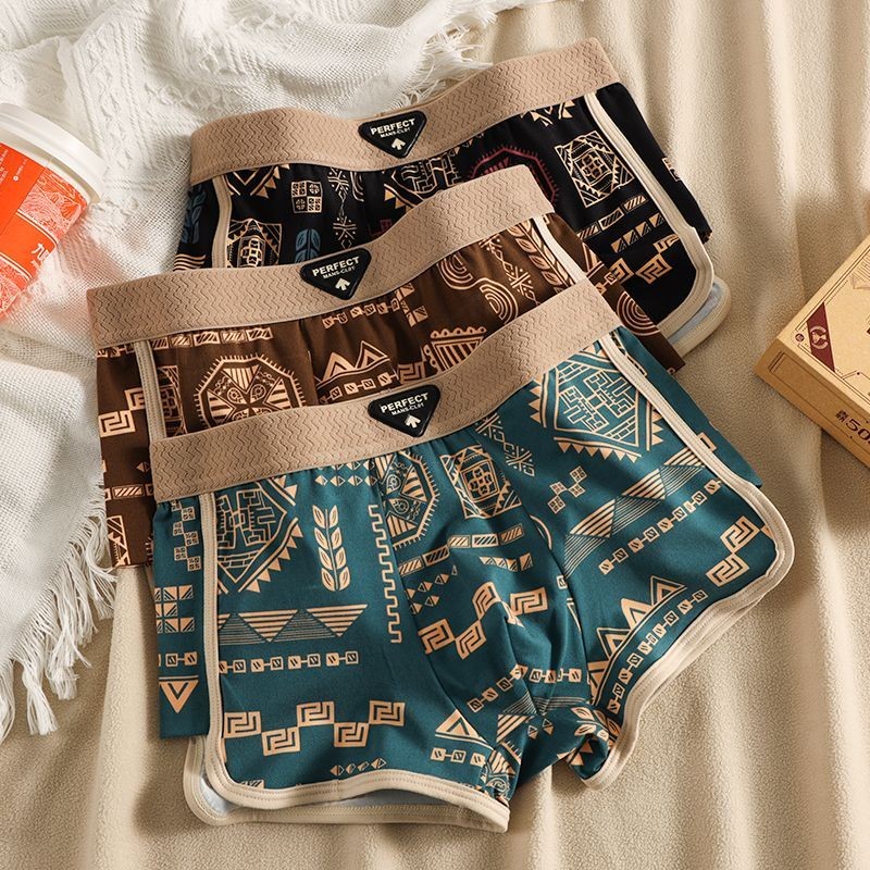 KINGDAFA Amaya Print Vintage Men Boxer Briefs Breathable Men Underwear ...