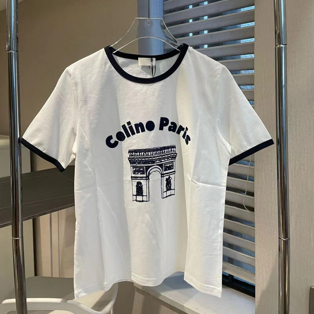 O11E C-ELINE 24Spring and Summer New Contrast Color Printed Short ...