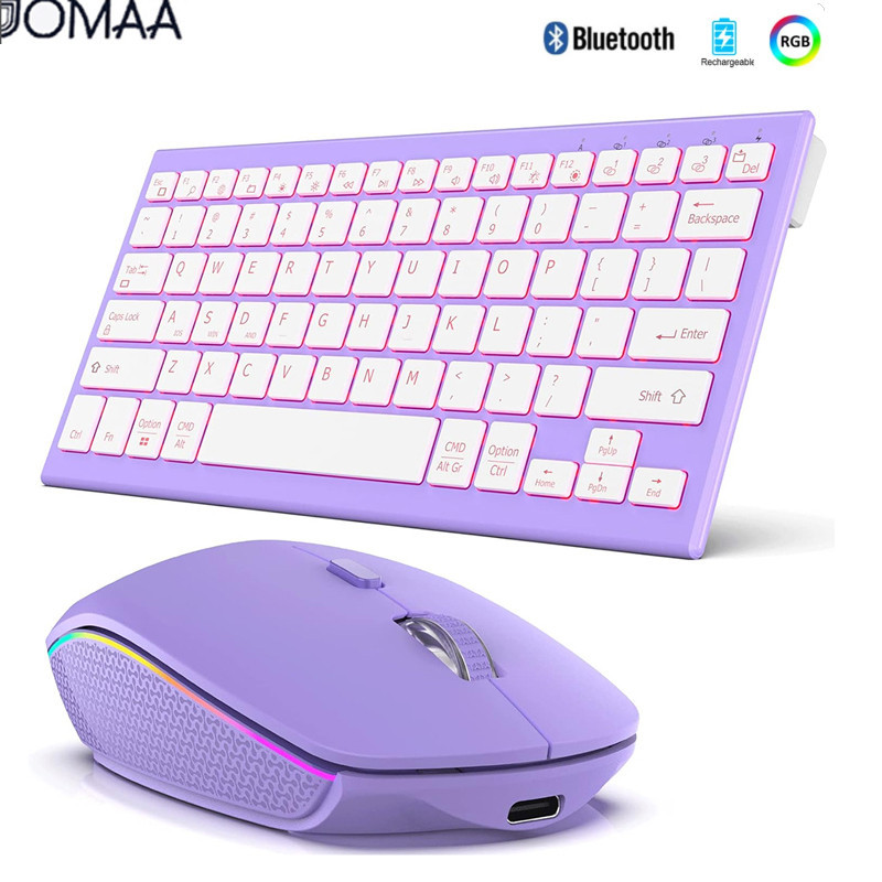 Jomaa Backlit Wireless Keyboard Mouse Set Ultra Slim Bluetooth 2 4g