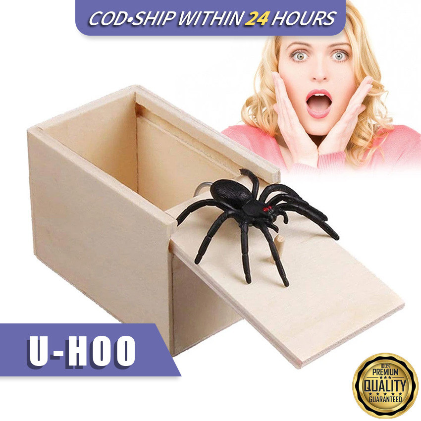 Pranking Toys Spider Wooden Prank Box Funny Party Prank Box Kids Trick ...