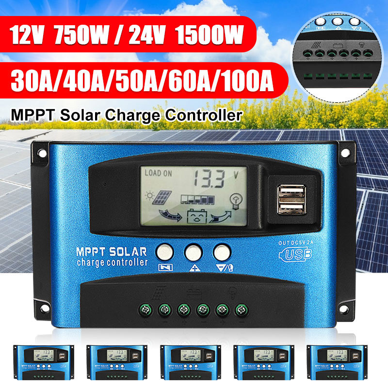 100/30/40/50/60A MPPT Solar Charge Controller with LCD Display Solar ...