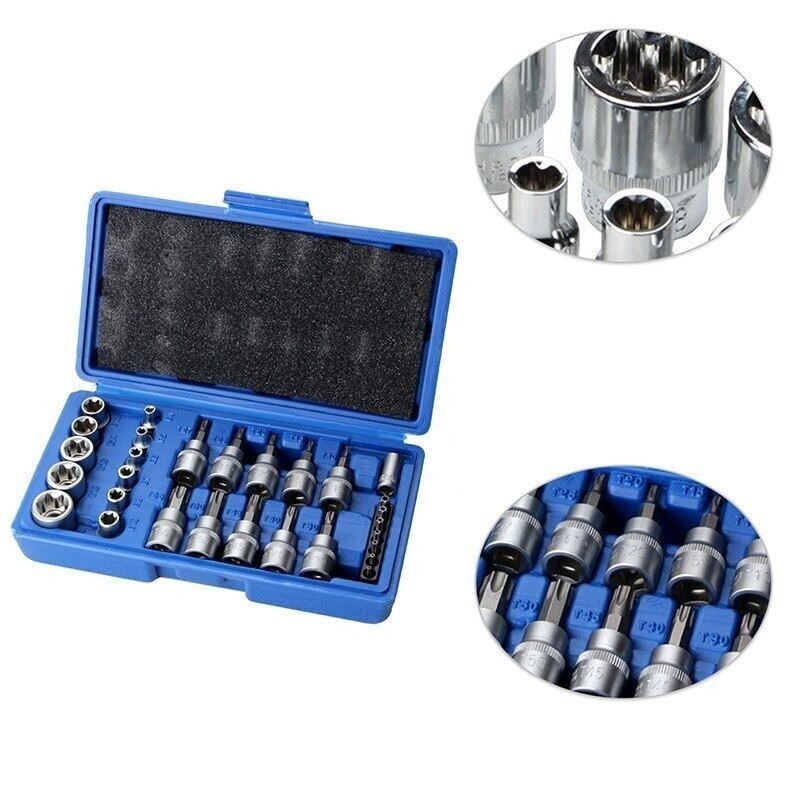 29PCS Torx Star Socket Set Bit Male Female E T Sockets With Torx Bit ...