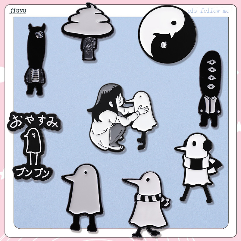 Cartoon Oyasumi Punpun Enamel Pins Metal Badge Lovely Cloud Bird Pin ...