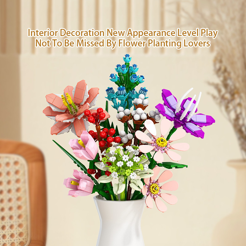 Assemble Flower Bouquet Crystal Building Blocks Flower Tulip Rose ...
