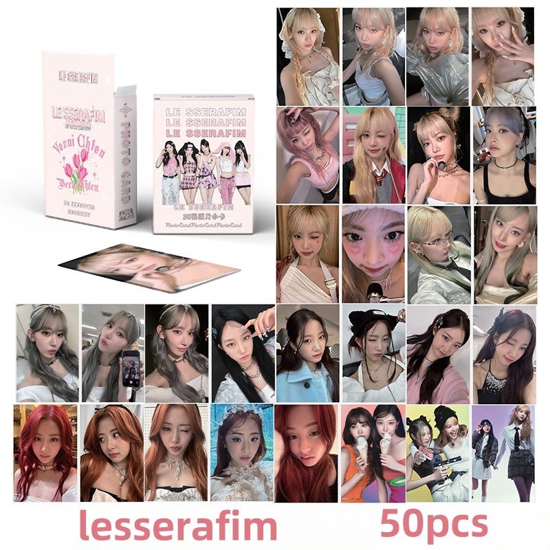 50-119pcs LE SSERAFIM Laser HOLOGRAPHIC LOMO Cards EASY Album Sakura ...