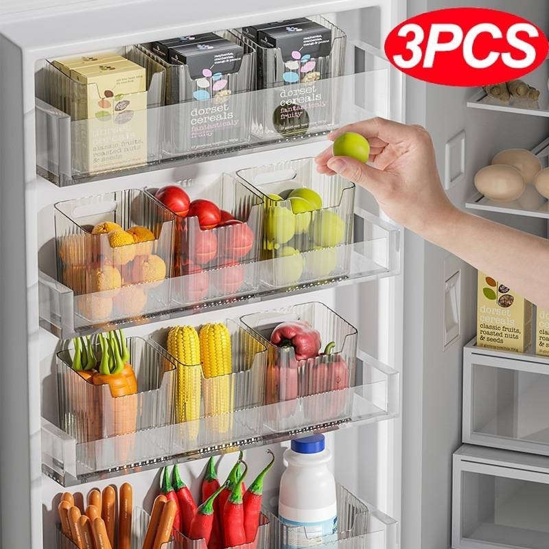 3PCS Multipurpose Fridge Organizer Bin Refrigerator Side Door Storage ...