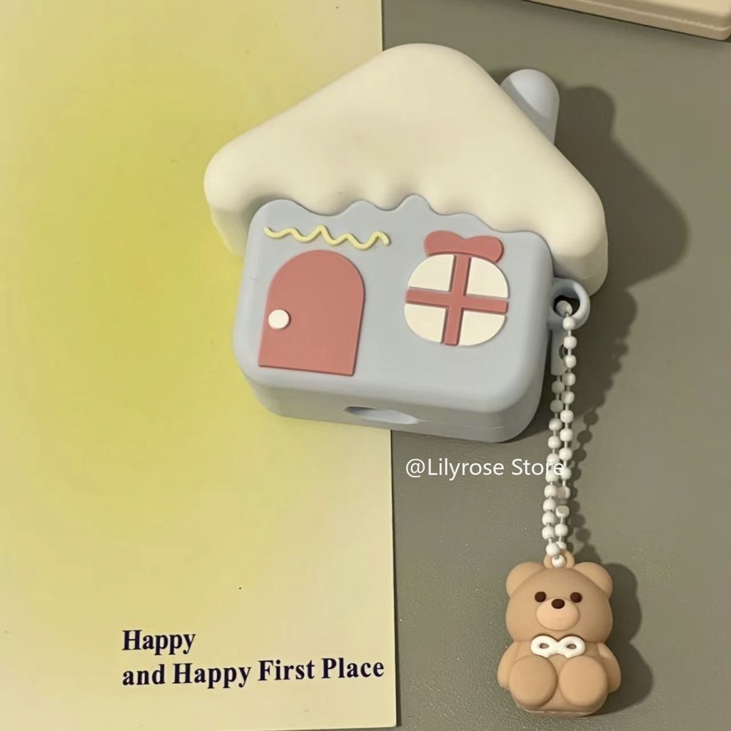 New AirPodsPro2 Case with Cute Cartoon House Teddy Bear Strap Lanyard Suitable for AirPods Pro ...