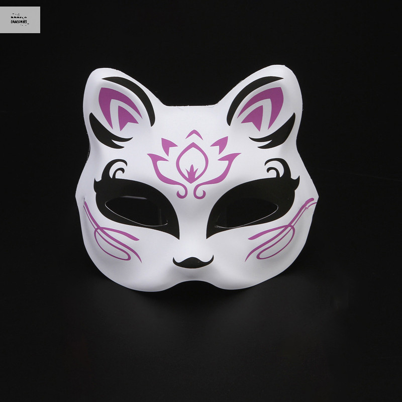 GoGo Japanese Mask Half Face Hand-ed Cat Fox Mask Anime Masquerade ...