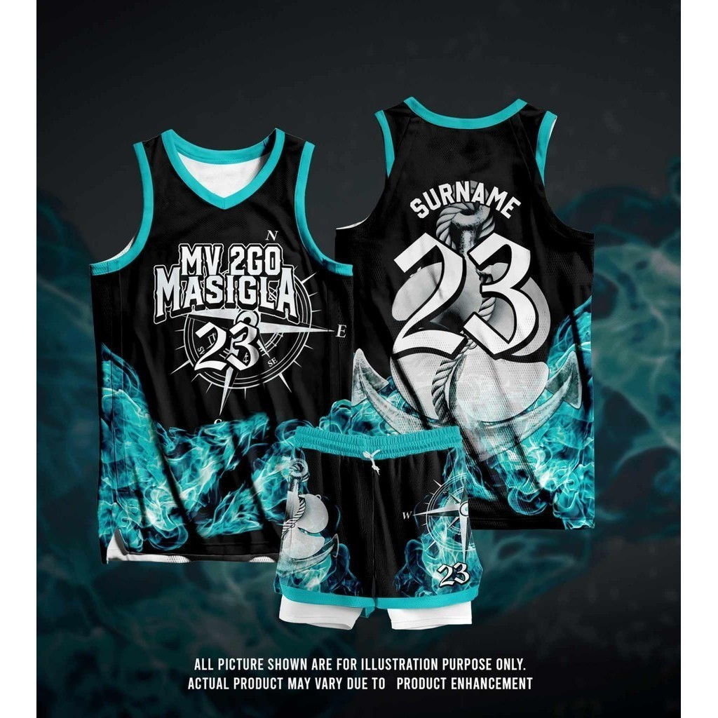 Basketball Jersey Sportswear Black-blue Up and Down Set Basketball ...