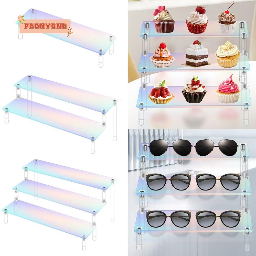 PEONYR Display Risers Stand, 1-3 Tier Multipurpose Display Shelf, High ...