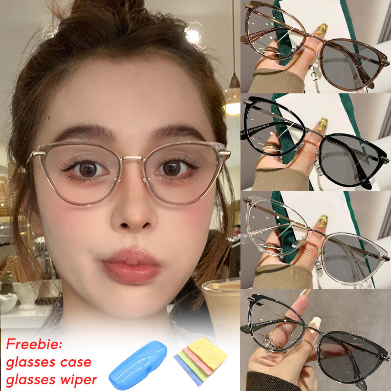 Retro Photochromic Anti Radiation Cat Eye Eyeglasses for Women Freebie ...