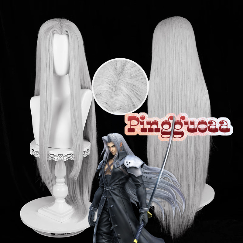 Final Fantasy VII Sephiroth Cosplay Wig 100cm Long Silver Grey Heat ...