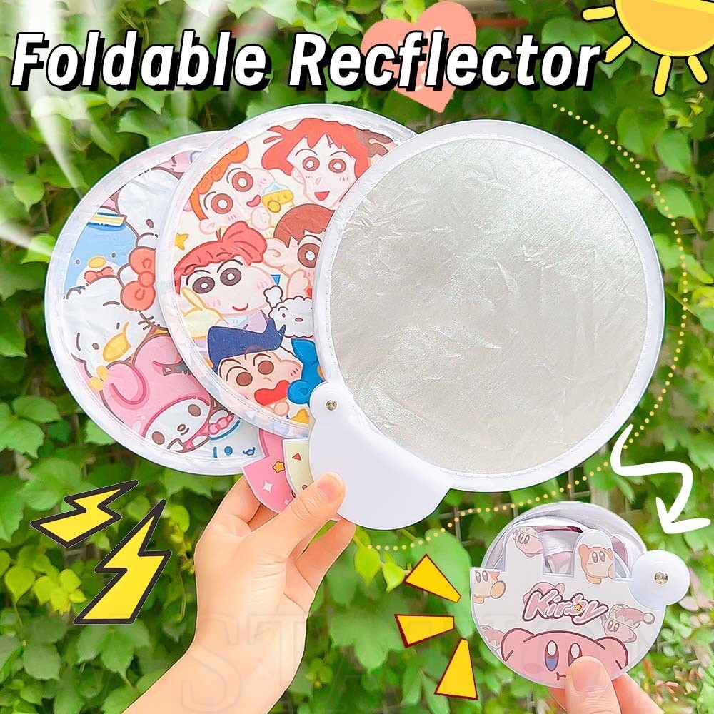 2-In-1 Cartoon Selfie Reflector - Foldable Handheld Fan - Portable ...