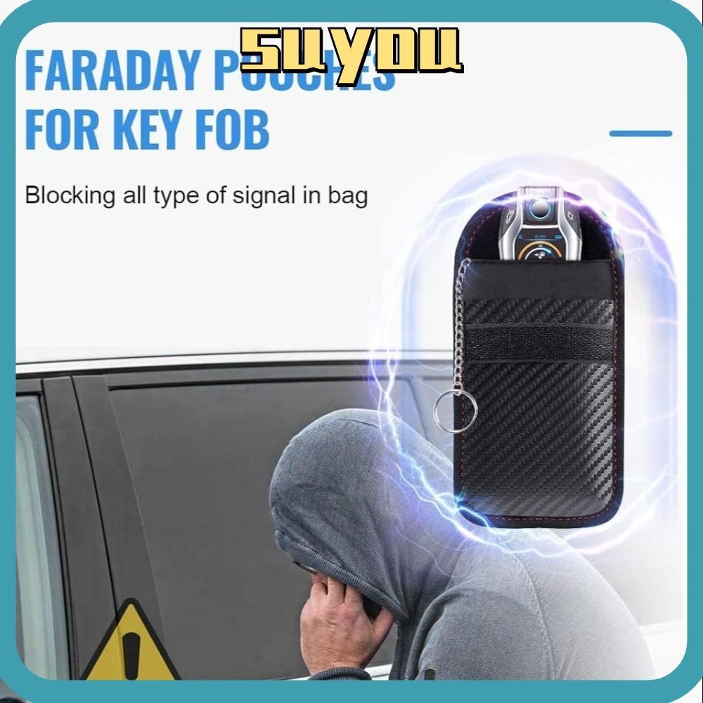 SUYO RFID Signal Blocking Holder, Carbon Fiber Black Car Keys Pouch ...