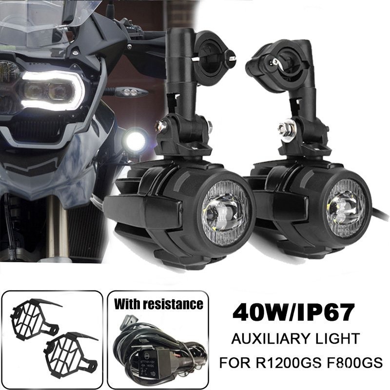 RQ+1 Set Universal For BMW R1200GS/ADV/F800GS Motorcycle LED Auxiliary Fog Light 40W Driving ...