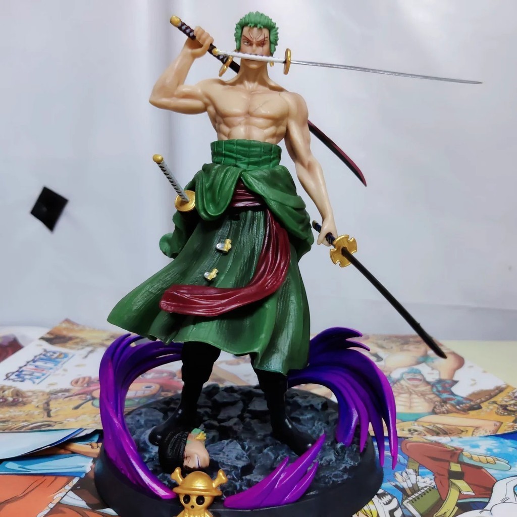 Anime One Piece GK Fantasy Sauron Three-Knife Flow Double-Headed Statue ...