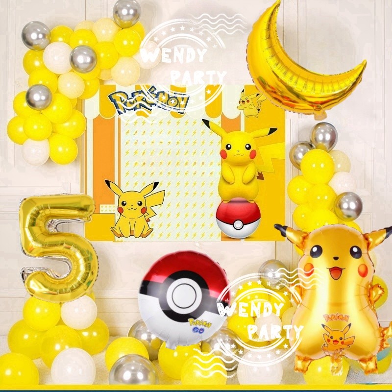 Pokemon Pikachu Theme Party Balloon Garland Arch Kit for Kid Birthday ...