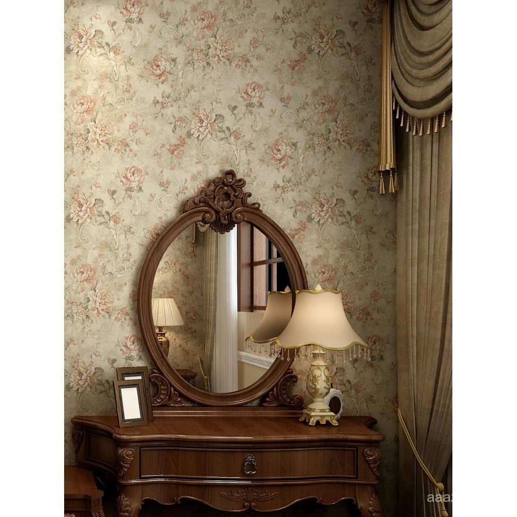 Seamless Wallpaper American Style Bedroom Room Pastoral Floral Solid ...