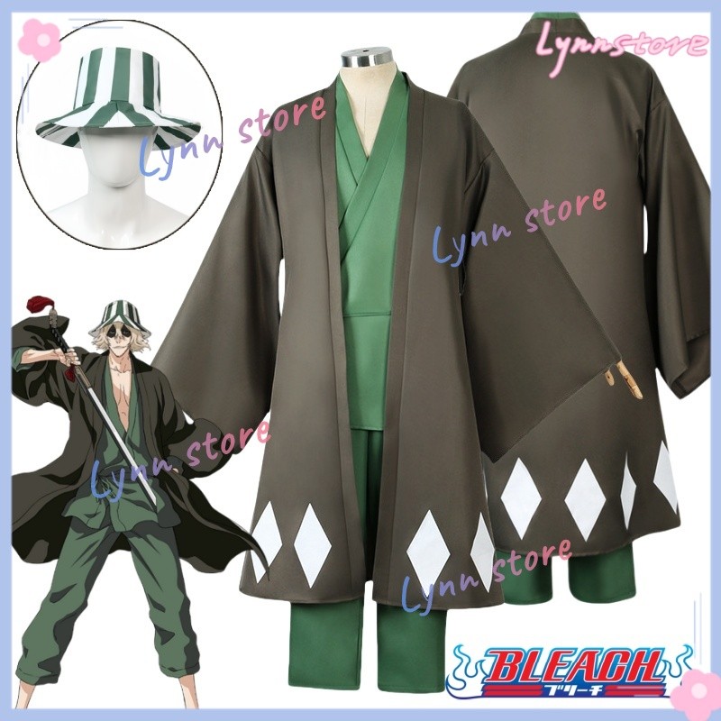 BLEACH Kisuke Urahara Cosplay Costume Kisuke Kimono Hat Set Carnival ...