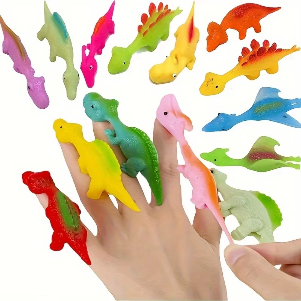10pcs Dinosaur Finger Catapult Decompression Toy TPR Turkey Finger ...