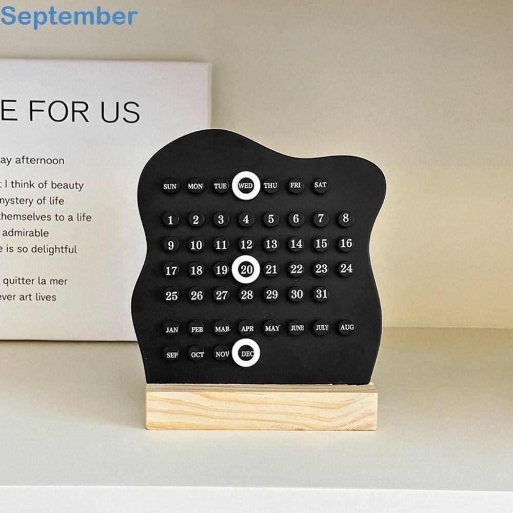 SEPTEMBERHL Manual Perpetual Calendar, Creative Adjustable Wooden Desk ...