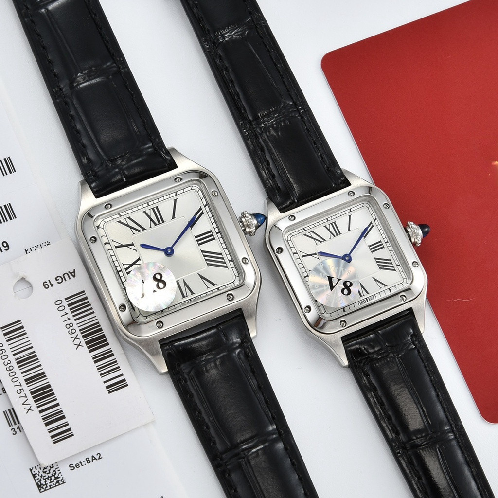 Classy Elegant plaid Leather Watch Strap CARTIER Elegant and Luxurious ...